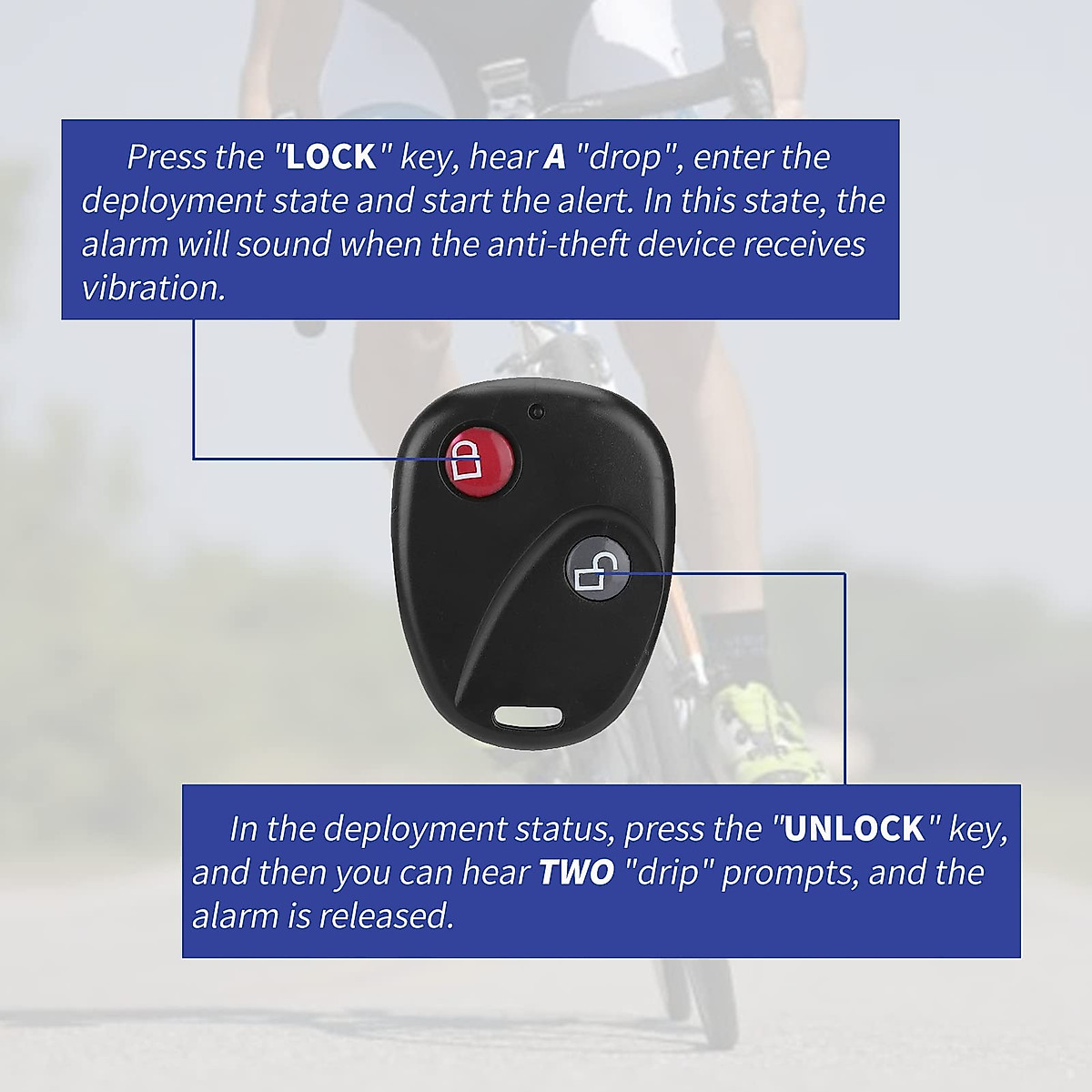 Wireless Anti Theft Bike Lock, Universal Portable Alarm Cycling Security Lock with Remote Control, Used in Outdoor