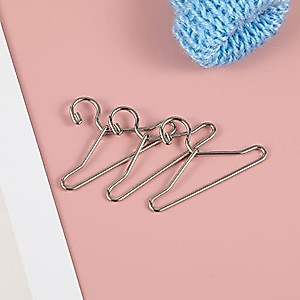 50pcs Mini Doll Clothes Hangers Mini Clothes Hanger Metal Doll Hangers for Dress Closet Doll House Accessories