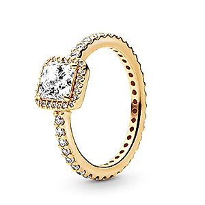 Pandora Jewelry Timeless Elegance Cubic Zirconia Ring in Gold 14K, Size 7