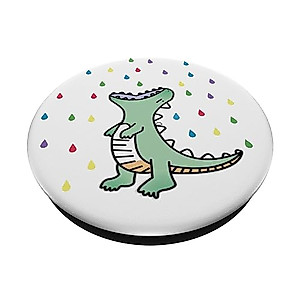 Rainbow Dinosaur Illustration Design Phone Popper PopSockets Standard PopGrip