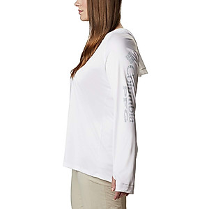 Columbia Women's Tidal Tee Hoodie, White/Cirrus Grey Logo, Medium