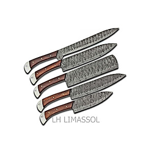 Damascus Steel Kitchen Knife Set, 5 PCS Hand Forged Chef Knife Set With Leather Roll Kit Christmas gift kitchen and Dinning