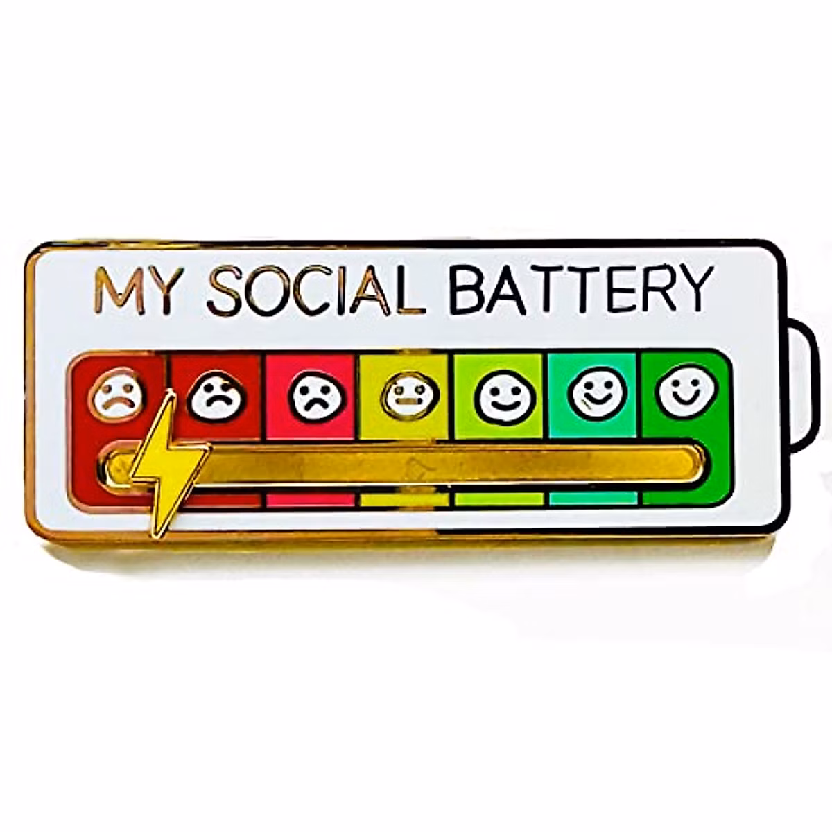 SLINHEWEI Social Battery Pin 2.0-2023 NEW funny pins,enamel pins, Mood Expressing Pin For Introverts ， Perfect for 7 Days a Week！ (Black)