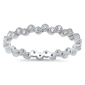 Oxford Diamond Co Eternity Band Cubic Zirconia .925 Sterling Silver Ring Size 6