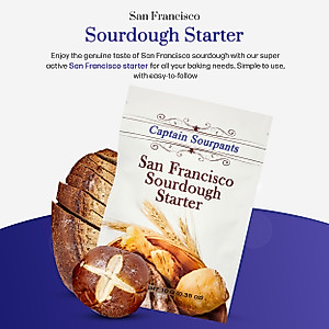 San Francisco Sourdough Starter - Dehydrated Heirloom Style Sourdough Starter for Sourdough Bread, Pizza, Buns, Pancakes, Muffins | Easy to follow instructions. By Captain Sourpants
