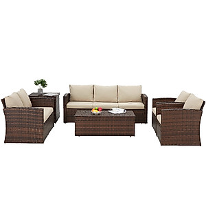 AECOJOY 7 Pieces Patio Furniture Set with 2 Storage Boxes