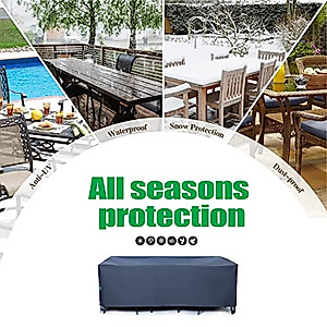 F&J Outdoors Patio Table and Chair Covers, Outdoor Furniture Cover with 600D Durable Waterproof UV Resistant Fabric, Fits Large Rectangular/Oval Furniture Set, Grey, 108" Wx 82" D x 27.5" H