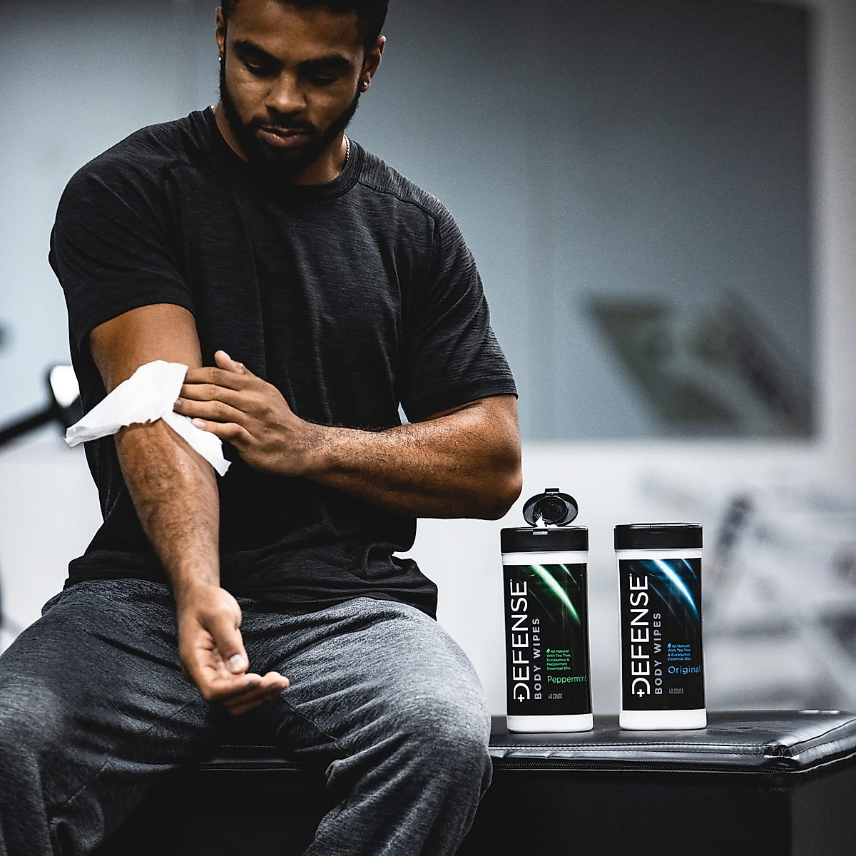 Defense Soap All Natural Peppermint Body Wipes 2PK with Tea Tree Oil | Wrestling, Combat, Camping, Gym, Post Workout Shower Wipes for Men and Women. 40 Count (Pack of 2)