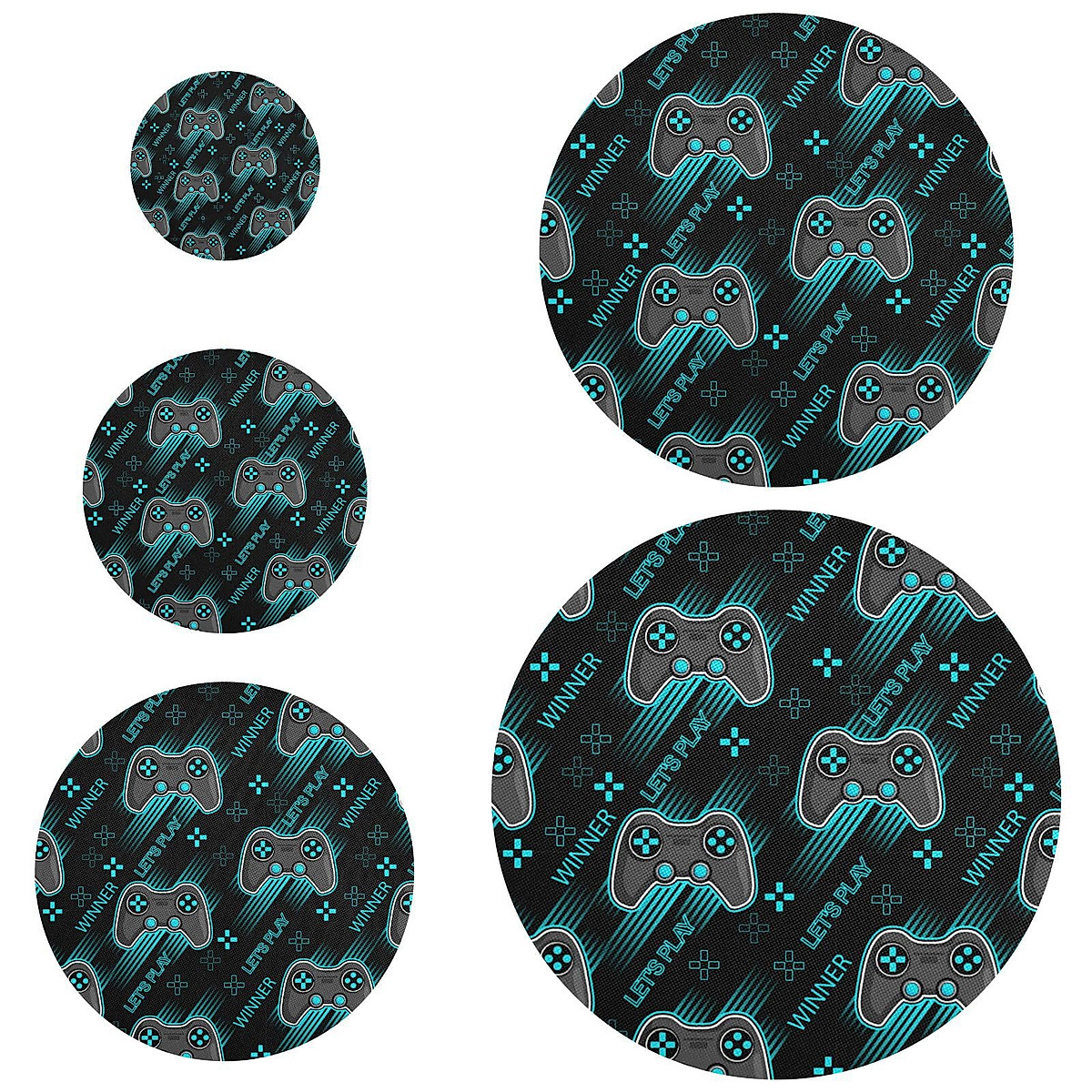 Bowl Cover Reusable Blue Joystick Video Game Black Elastic Fabric Food Storage Cover Stretch Lids 5 Pieces for Kitchen Food Bread Abstract Bowl Containers Dish Covers for Fruits,Leftover