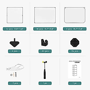 SONGMICS Shoe Rack, 10-Slot Storage Organizer Unit with Doors, Portable Cube Shoe Storage Organizer, Plastic Modular DIY Storage Shelf, Closet Divider for Clothes Bags Toys, Transparent ULPC506T01