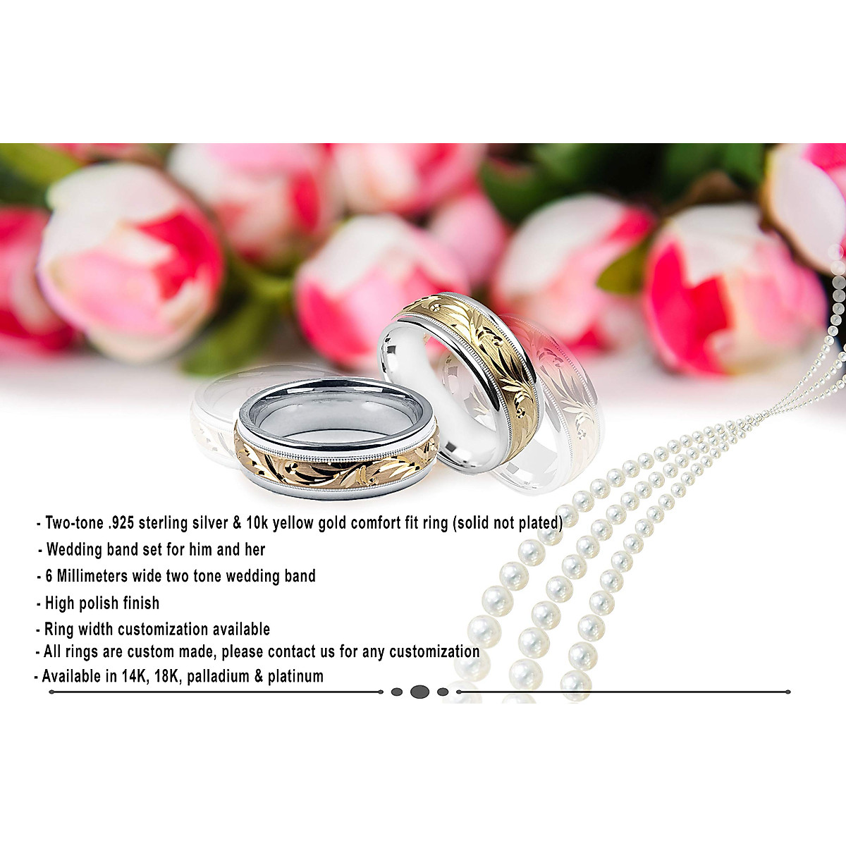 Alain Raphael two-tone 10K yellow gold & sterling silver 8 millimeters wide wedding band ring