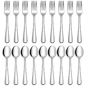 24-piece Forks and Spoons Silverware Set, Food Grade Stainless Steel Flatware Cutlery Set for Home, Kitchen and Restaurant, Mirror Polished, Dishwasher Safe