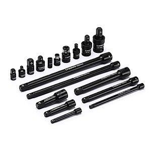 CASOMAN 18-Piece Drive Tool Accessory Set, Premium CR-V Steel with Black Phosphate Finish, Includes 1/2",3/8",1/4" Impact Universal Joint, Socket Adapters Extensions