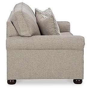 Signature Design by Ashley Gaelon Transitional 2-in-1 Sofa Sleeper with Folding Gel Memory Foam Mattress, Nailheads and 2 Accent Pillows, Queen, Beige