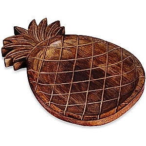 S.B ARTS Wooden Tray Pineapple Design For Decor Desk Bathroom Kitchen Counter Ottoman Living Room Food Display Dining Table Natural Finish Intricate Detail Hand Carved Tray MangoWood 12 x 8 x 1 Inches