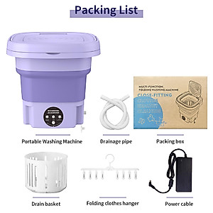 Portable Washing Machine,8L Foldable Mini Washing Machine,FOVXYVO Portable Washer for Underwear,Socks,Baby Clothes,Towels,Pet Items,Apartment,Hotel,RV,Home,Dormitory,Camping,Sickroom,Purple