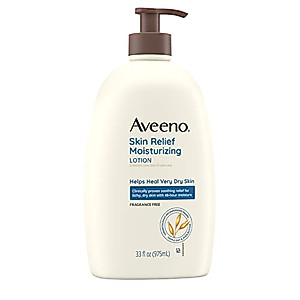 Aveeno Skin Relief Moisturizing Lotion for Very Dry Skin with Soothing Triple Oat & Shea Butter Formula, Dimethicone Skin Protectant Helps Heal Itchy, Dry Skin, Fragrance-Free, 33 fl. oz