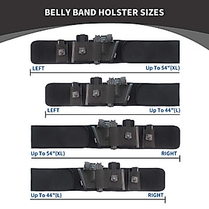 CREATRILL Upgraded Belly Band Holster for Concealed Carry + 3 Removable Magazine Pouches, Breathable Neoprene IWB Gun Mag Holsters Fits Glock 19, 17, 42, 43, P238, Ruger LCP for Men Women (Right)