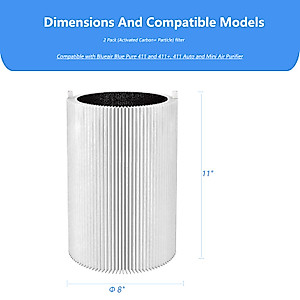 ANGELOYANG 3 Pack Blue Pure 411 Filter Replacement Compatible with Blueair Blue Pure 411 Genuine, 411+, 411 Auto and MINI Air Purifiers, Package Include the 3 Particle and 3 Activated Carbon Filter