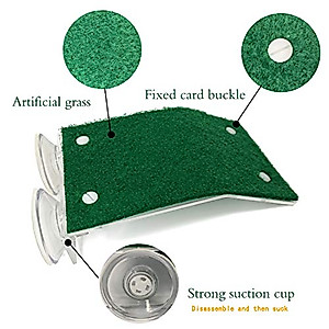 Hamiledyi Turtle Basking Platform Tortoise Climbing Ladder Aquarium Fish Tank Reptile Ramp Resting TerraceArtificial Plastic Grass Pier - 2PCS