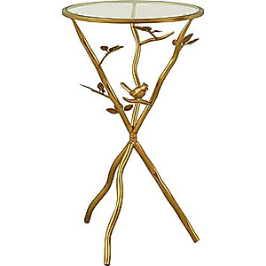 FirsTime & Co.® Gold Bird and Branches Outdoor Tripod Table, American Crafted, Metallic Gold, 14 x 14 x 24 ,