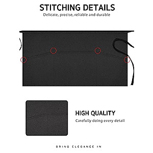 Syntus 3 Pack Server Aprons with 3 Pockets, Waterdrop Resistant Waitress Waiter Waist Apron, 11.5-inch Black