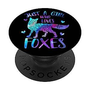 Just a Girl Who Loves Foxes Galaxy Space Cute Fox Girls Gift PopSockets Grip and Stand for Phones and Tablets