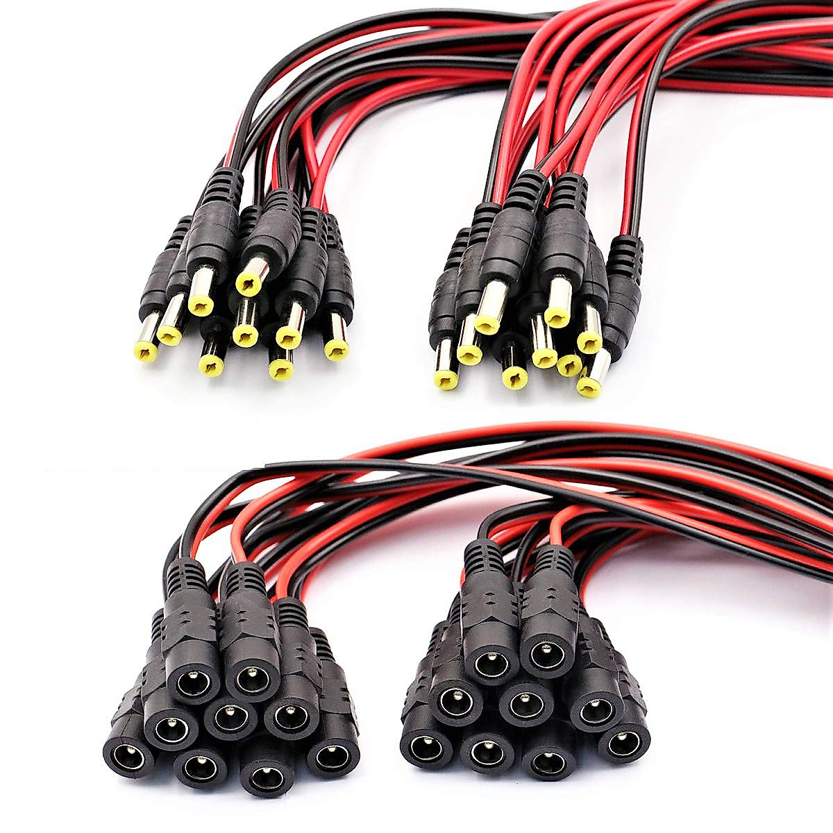 DaFuRui DC Pigtail，18 Pairs 12V 2A DC Male Female Power Pigtail Cable Connector Wire 2.1x5.5mm DC Power Connectors for CCTV Security Camera and 12V Power Supply Adapter