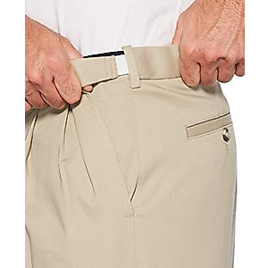 Savane Men's Stretch Ultimate Performance Pleated Chino Pants with Expandable Waistband (Waist Size 30 - 60 Big & Tall) , Ultimate Mid Khaki, 44W x 28L Big Tall
