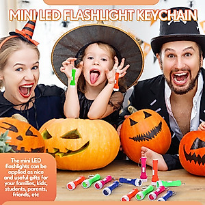 Kigeli 100 Pcs Mini Flashlight Keychain Bulk for Kids Small LED Keyring Mini Pocket Flashlights, Bright Tiny Light, 4 Colors for Hiking Camping Night Reading Dog Walking Halloween Party