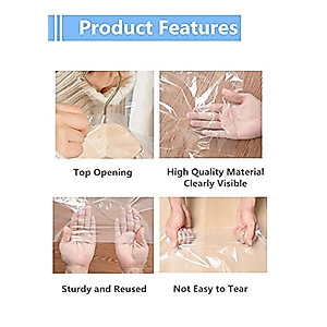 10Pcs Dry Cleaner Bags Plastic Clear Bags,Transparent Dust Cover Hung Garment Bags for Hanging Clothes Suit Dress Jacket Cover for Dry Cleaner Store, Home Closet Storage,Travel-24 x 35 Inch