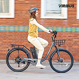 Viribus Electric Bike for Adults, 26" ebike with 500W Motor Shimano 7 Speed Shifter Pedal Assist Front Suspension for Men Women Seniors, 20mph Long Range Moped Electric Bicycle with 48V Battery, Black