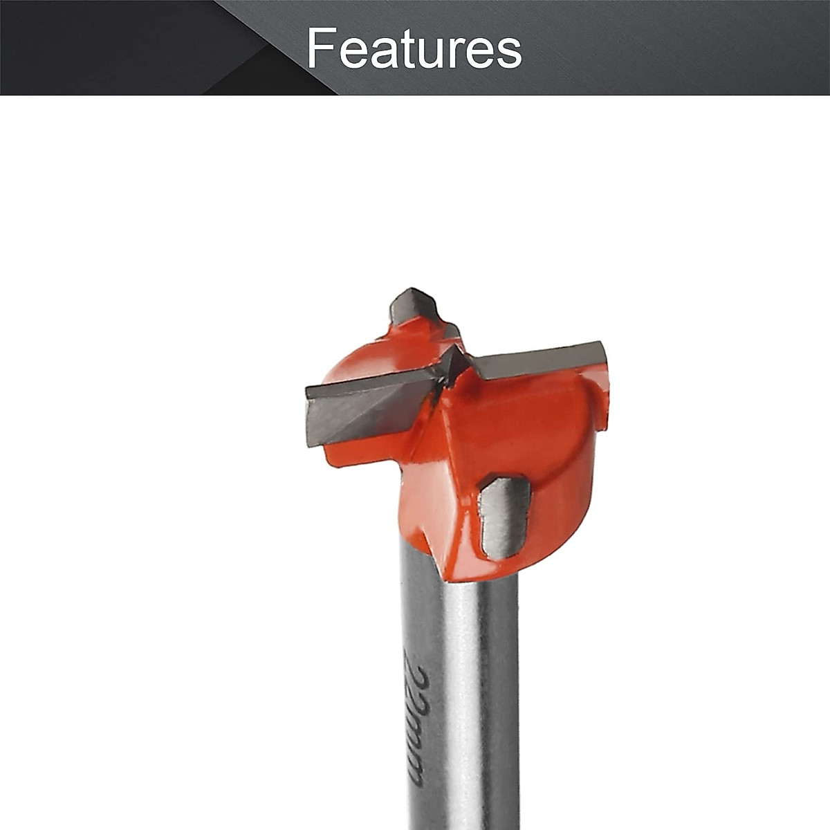 Utoolmart Forstner Drill Bits, 22mm Cemented Carbide Wood Cutter Tool, Round Shank Woodworking Hole Saw Cutter, 85mm Length Woodworking Hole Boring Bit, Orange