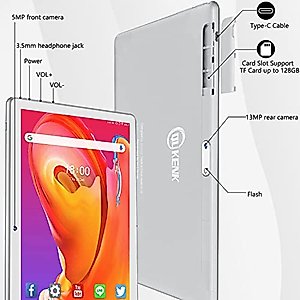 2023 Latest Tablet 10 Inch, Android 11 Tablet Newest Quad-core Processor, 2 in 1 Tablet with Keyboard, 64GB ROM + 4GB RAM Storage, 128GB Expandable, 2.4+5G WiFi, Bluetooth, GPS, 1280 * 800 HD Display