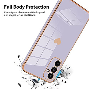 Bonoma for Samsung Galaxy A14 5G Case Heart Plating Electroplate Luxury Elegant Case Camera Protector Soft TPU Shockproof Protective Corner Back Cover Galaxy A14 5G Case -Purple