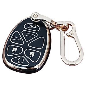 QIXIUBIA for Chevrolet Key Fob Cover Keyless Remote Smart Key Fob Shell with Keychain Fit for Chevy Suburban Tahoe Traverse Buick Enclave Cadillac Escalade GMC Acadia Yukon (Black 6-Button)