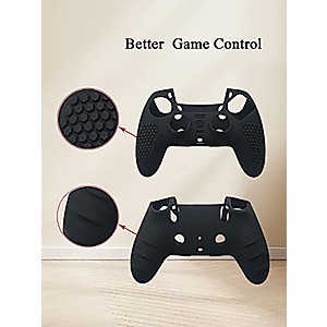 MOJOXR Controller Silicone Cover and Stick Caps for PS5 DualSense Edge Wireless Controller,Anti-Slip Protector Skin and 10 Thumb Grip Caps Accessories for Playstation5 Edge Controller (black)