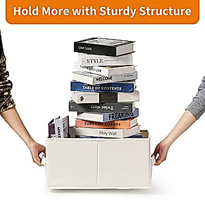 Large Fabric Storage Bins for SheIves, 16.9"D x 11.8"W x 8.26"H Odorless & Sturdy Closet Bins, Collapsible Cotton Linen Bins for Organizing Clothes, Toys, Books - 3 Pack, Beige