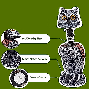 XYSFUZD Plastic Fake Owl for Garden Owl with Moving Head and Sound Owl Statues