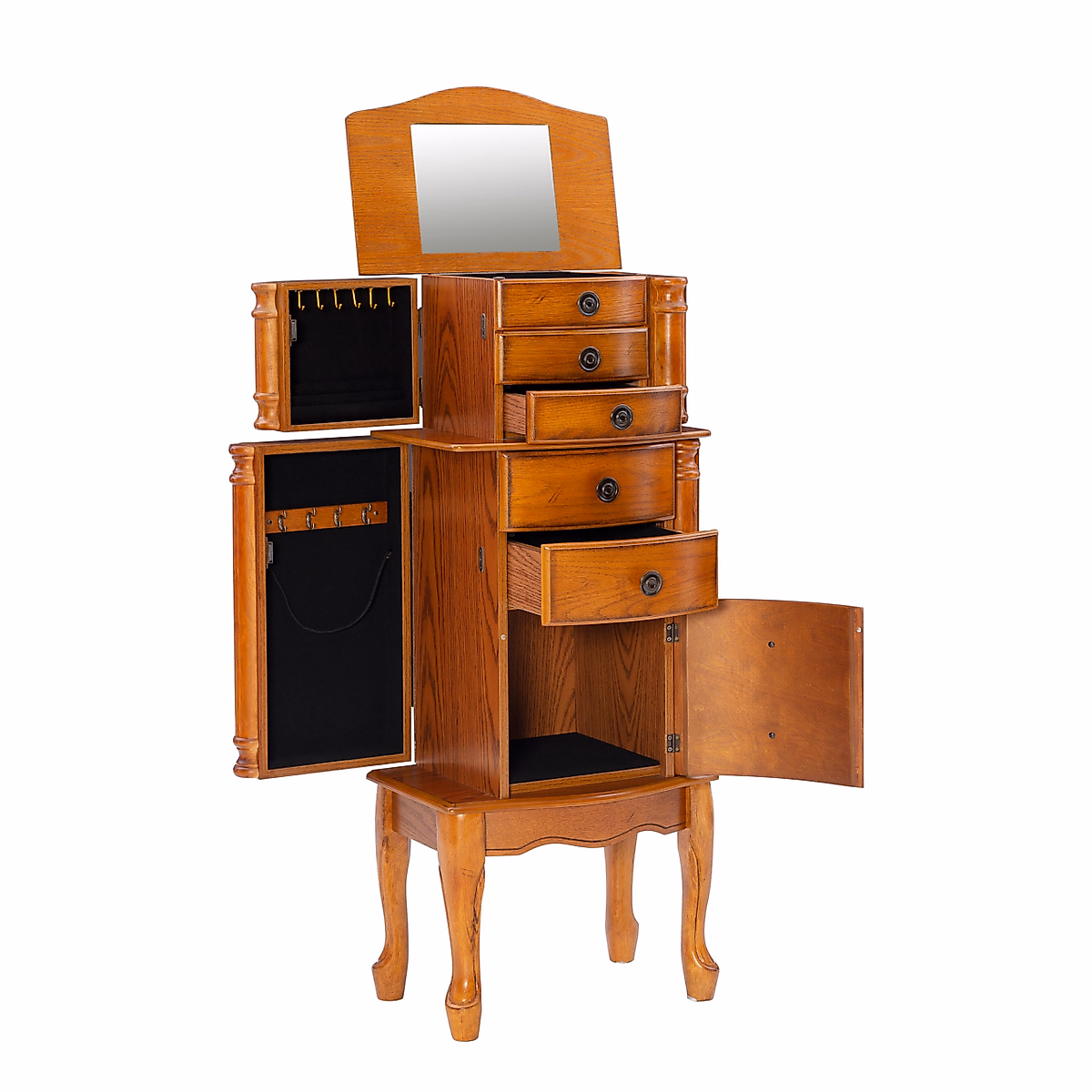 Powell Furniture Powell Jewelry Armoire, Distressed Woodland Oak Black Lining