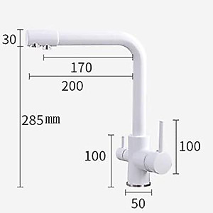 3 Way Kitchen Faucet for Filter Water System, Kitchen Taps Brass Purified Water Hot and Cold Water Swivel Kitchen Sink Tap-Gold