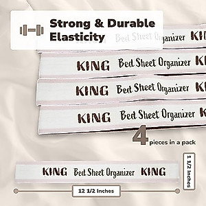 ECOHomes Bed Sheet Organizer and Storage Label Bands | Sheets Set Organizers for Linen Closet - Elastic Bedding Sheet Keepers Straps for Foldable Bedsheet, Pillow Case, Duvet (King 4PCs Pack | Cream)
