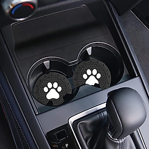 gunhunt 2 PCS Paw Print License Plate Cover, Aluminum Alloy License Plate Holder, with 4 PCS Paw Valve Stem Caps and 2 PCS Car Water Coaster, Universal for Most Car SKU Trucks Accessories Set