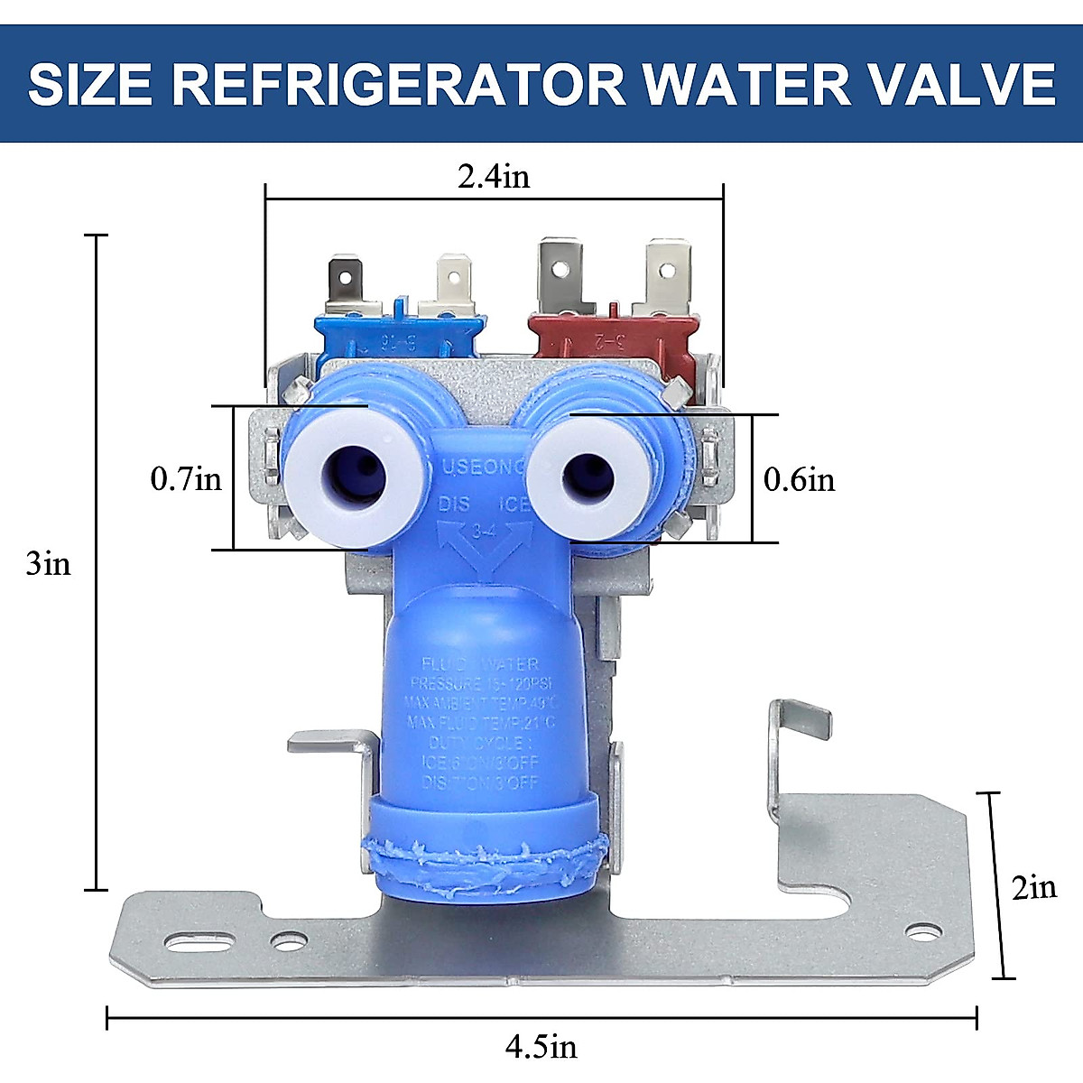 WR57X10032 WR57X33326 Refrigerator Water Inlet Valve by Fetechmate WR57X10032 Dual Solenoid Valve Compatible with G-e Refrigerator Replace WR57X33326 WR57X10040 WR57X10064