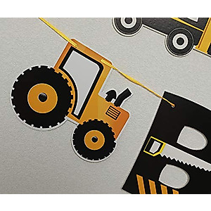 Construction Vehicle Happy Birthday Banner Dump Truck Excavator Tank Truck Garland for Boys Construction Themed Party Kids Birthday Party Decoration by Ucity