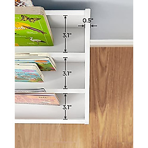 SONGMICS Kids Bookshelf, Toy Organizer, Chest and Bookcase with 3 Shelves, Storage Box with Wheels, Multipurpose, Space Theme 11.6D x 24.6W x 27.6H in