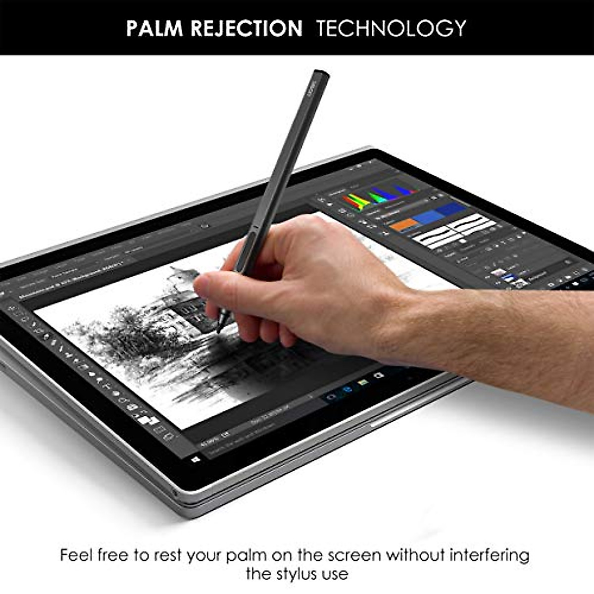 Stylus Pen for Surface Pro, Uogic Stylus Pen with Palm Rejection, Smooth Writing,1024 Levels Pressure, Rechargeable, for Surface Pro (3 Gen and Later Versions), Surface Go (1/2/3 Gen), and More.