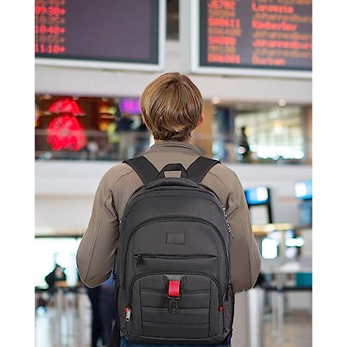 Anti Theft Travel Backpack for Men, 17 Inch Laptop Backpack with USB Charging Port & Lock, Large TSA Water Resistant Lockable Lightweight Casual Daypack College Business Work Computer Bag, Black