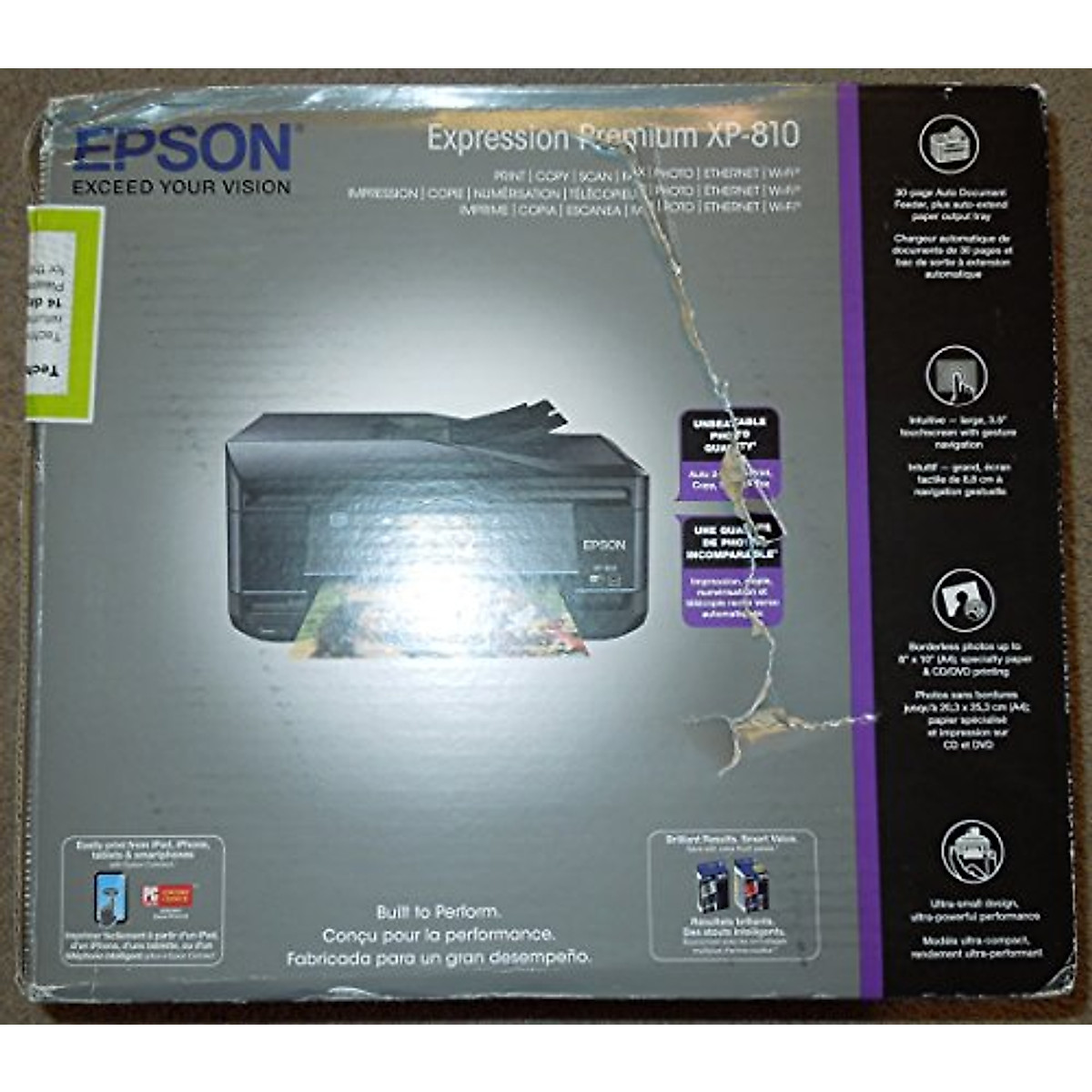 Epson C11CD29201 Expression Premium XP-810 Small Wireless Color Photo Printer with Scanner, Copier and Fax