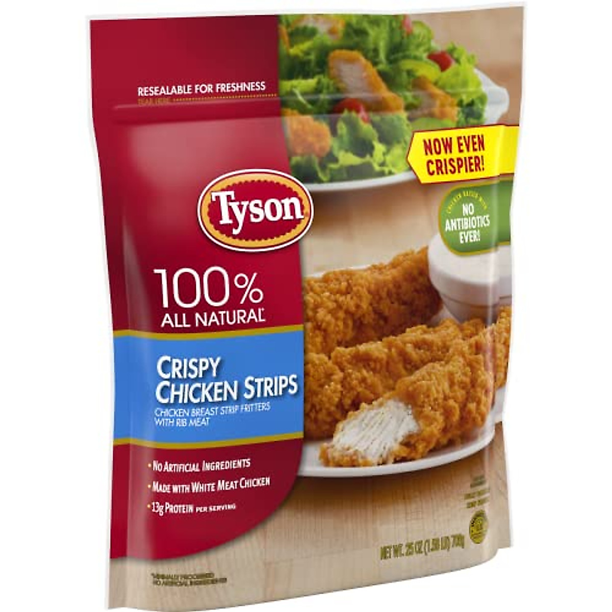 Tyson All natural Perfectly Crispy Chicken Breast Strips with Rib Meat - Fully Cooked - No Antibiotics Ever - 6 Pack (25 oz Each) - Ready Set Gourmet Donate a meal Program